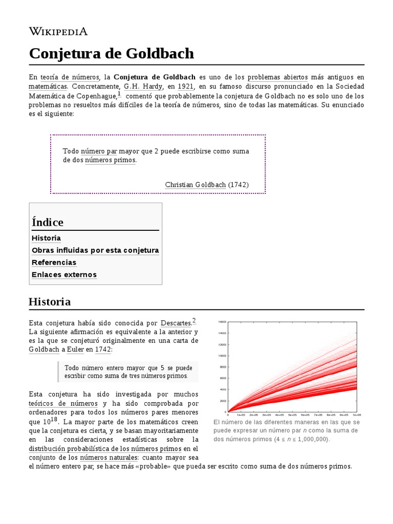 Conjetura de Goldbach | PDF | Matemáticas discretas | Números