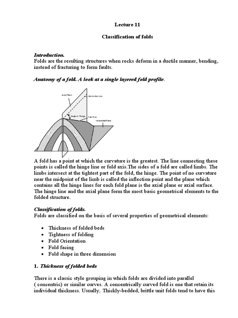 Lecture 11. Classification of Folds | PDF | Geometry | Geology