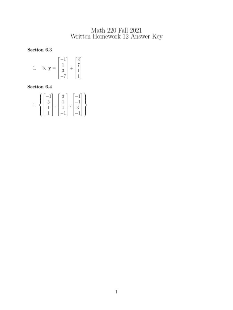 Math 220 Fall 2021 Homework 12 Key | PDF