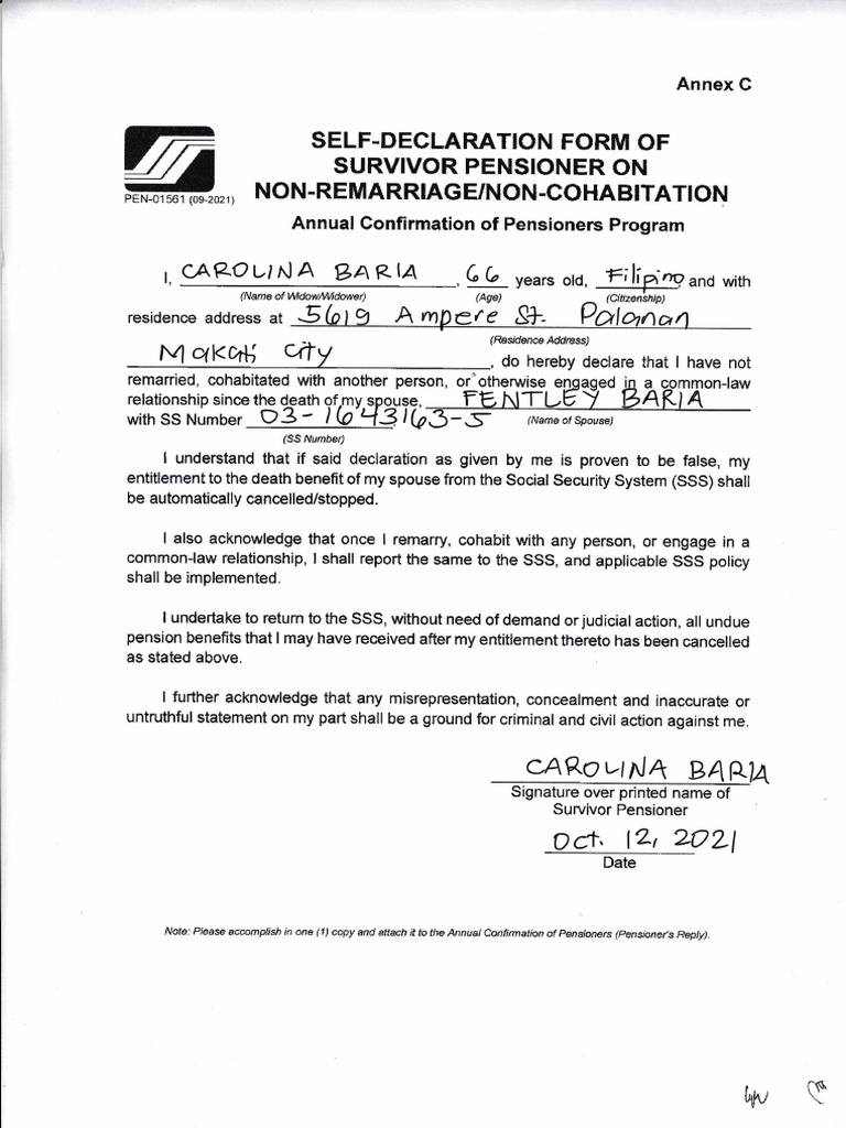 Self Declaration Form of Survivor Pensioner | PDF | Government | Justice