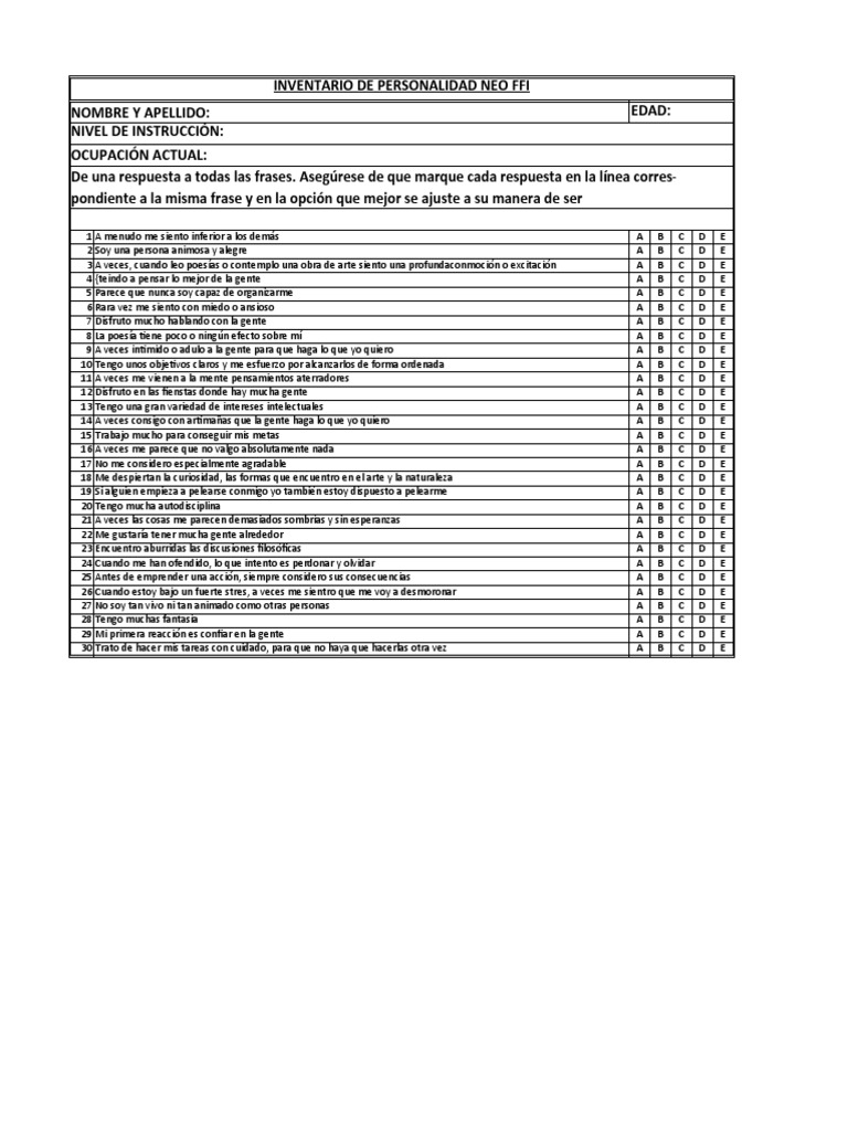 Inventario Neo Ffi | PDF
