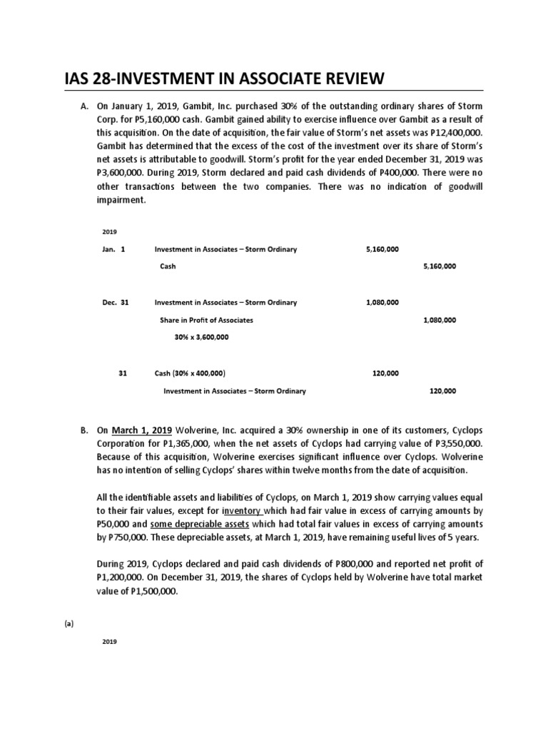 Ias 28 Investment in Associate Illustration | PDF | Book Value | Investing
