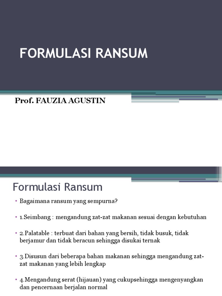 Utk. Formulasi Ransum Ruminansia | PDF | Sains & Matematika