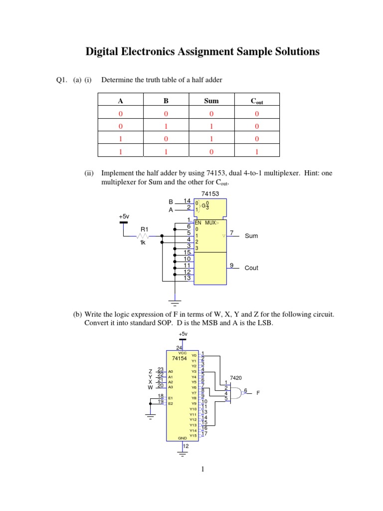 Digital Electronics Assignment Sample Solutions Pdf Logic Gate