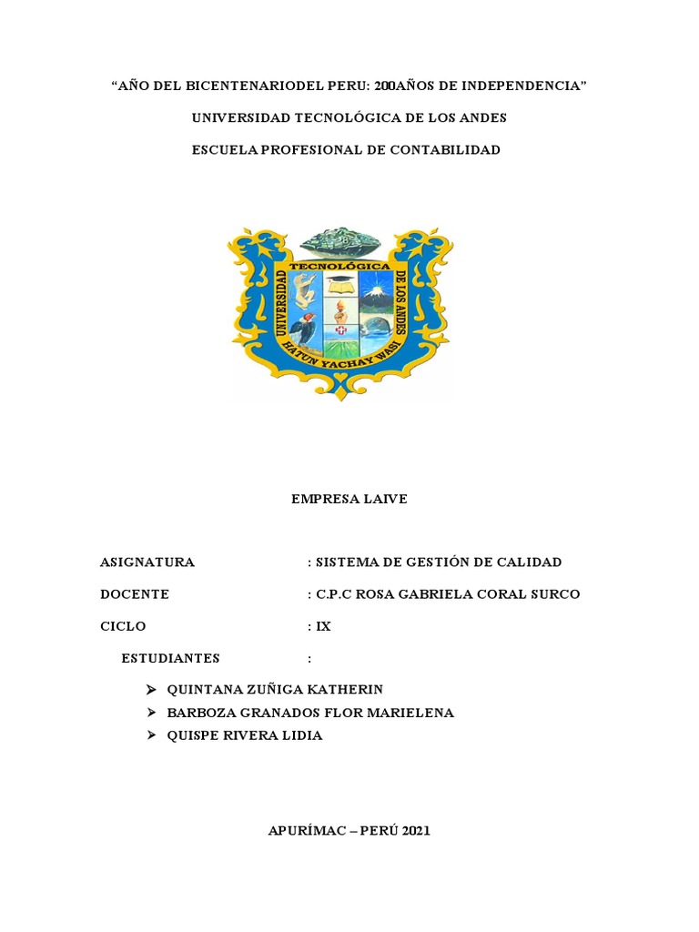 Laive S.A.: Estrategia y Calidad 2021 | PDF | Calidad (comercial ...