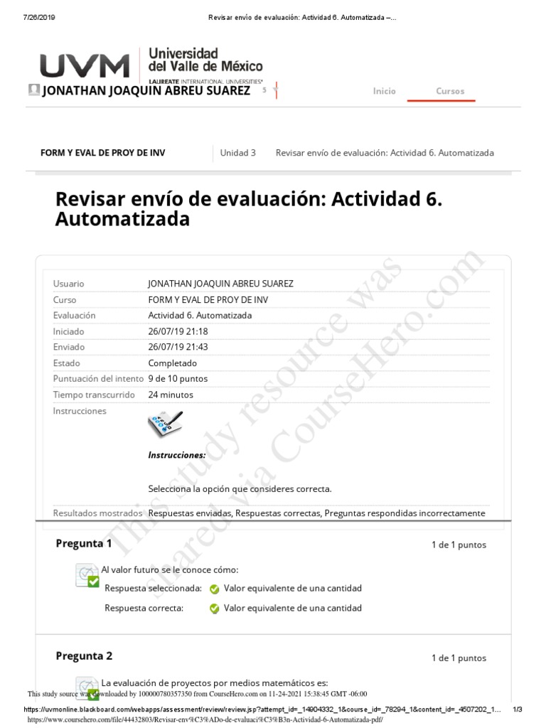 Revisar Env o de Evaluaci N Actividad 6. Automatizada PDF | PDF | Economias