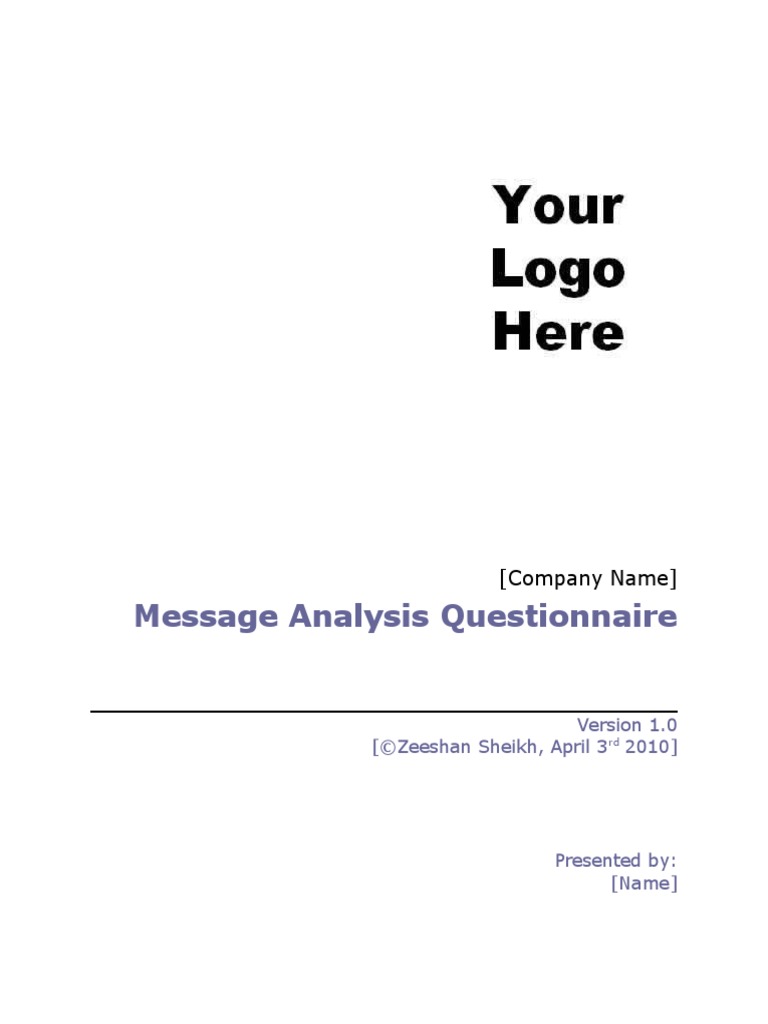 Message Analysis Questionnaire: (Company Name) | PDF | Brand | Target ...