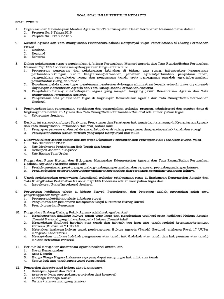 Soal Soal Ujian Tertulis Mediator | PDF