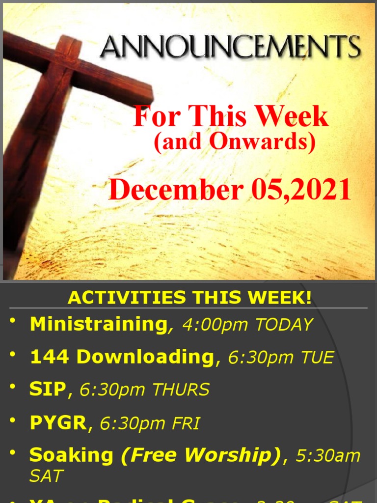 Weekly Church Activities & Faith Guide | PDF | Faith | Religious ...