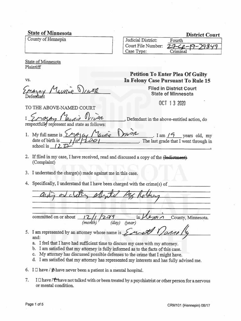 Petition To Enter Guilty Plea | PDF | Plea | Prosecutor