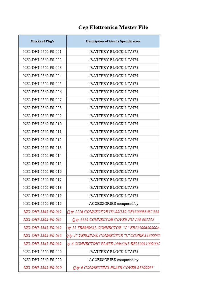 CEG Elettronica Battery Block Overview | PDF | Manufactured Goods ...