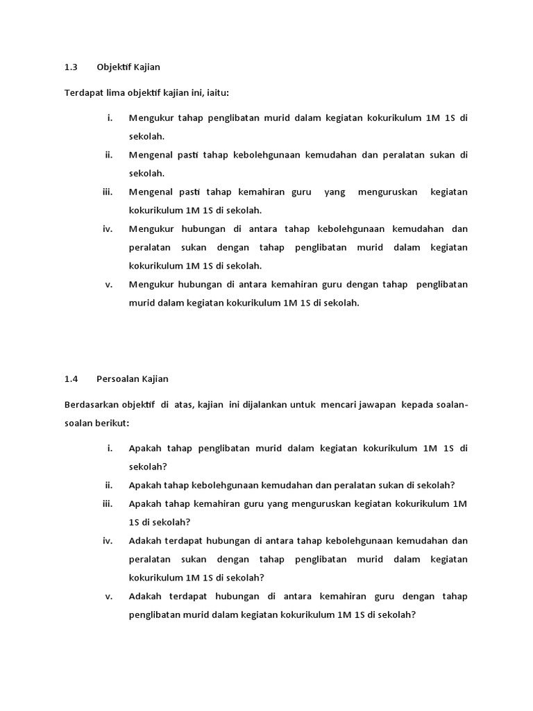 Objektif Dan Persoalan Kajian | PDF