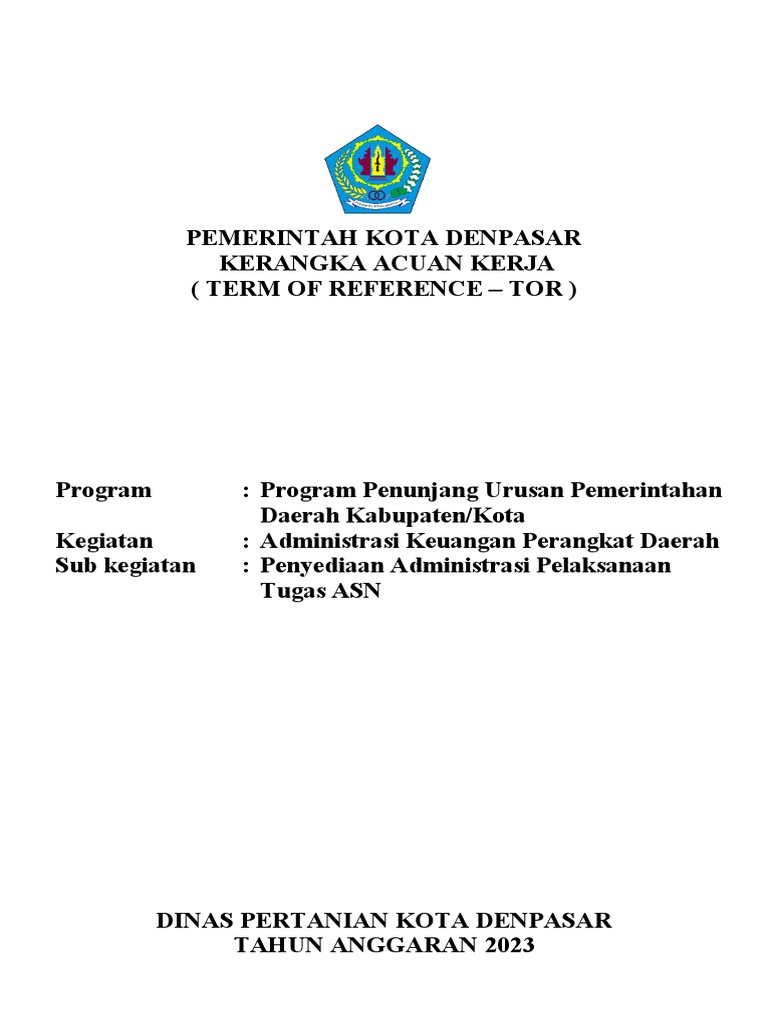 2 KAK Penyediaan Administrasi Pelaksanaan Tugas ASN | PDF | Pengelolaan Keuangan & Uang