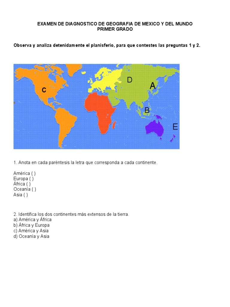 EXAMEN DE GEOGRAFIA DE MEXICO Y DEL MUNDO Bateria | PDF | Tsunami | Marea