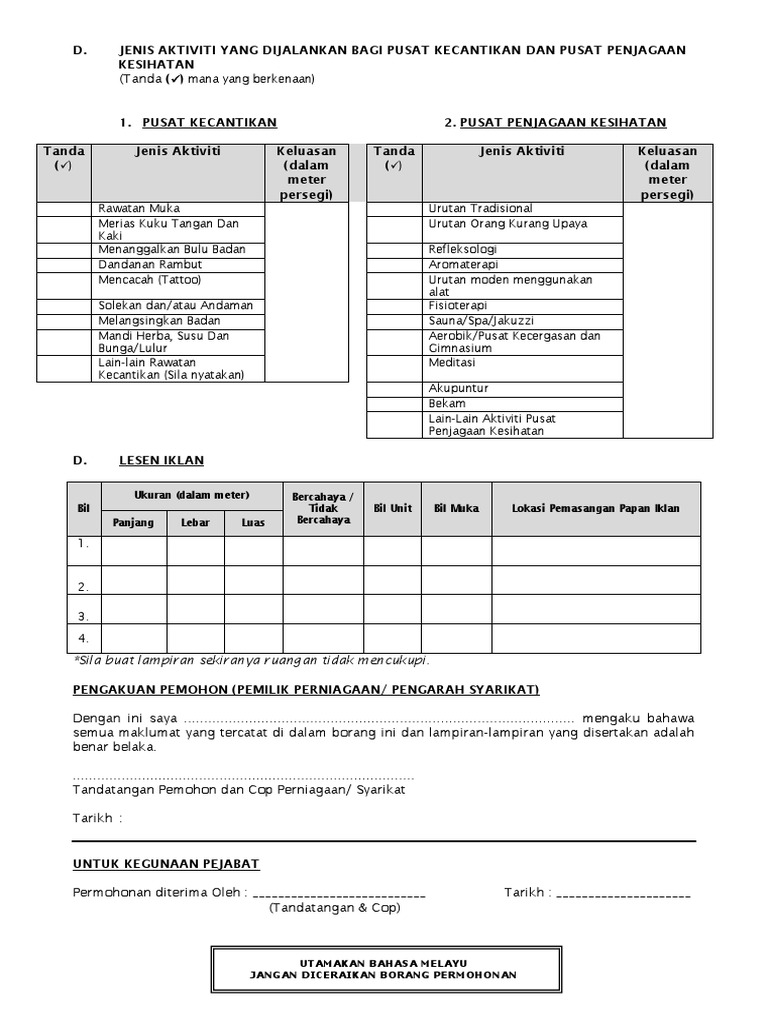 Borang Lesen PBT 3 | PDF