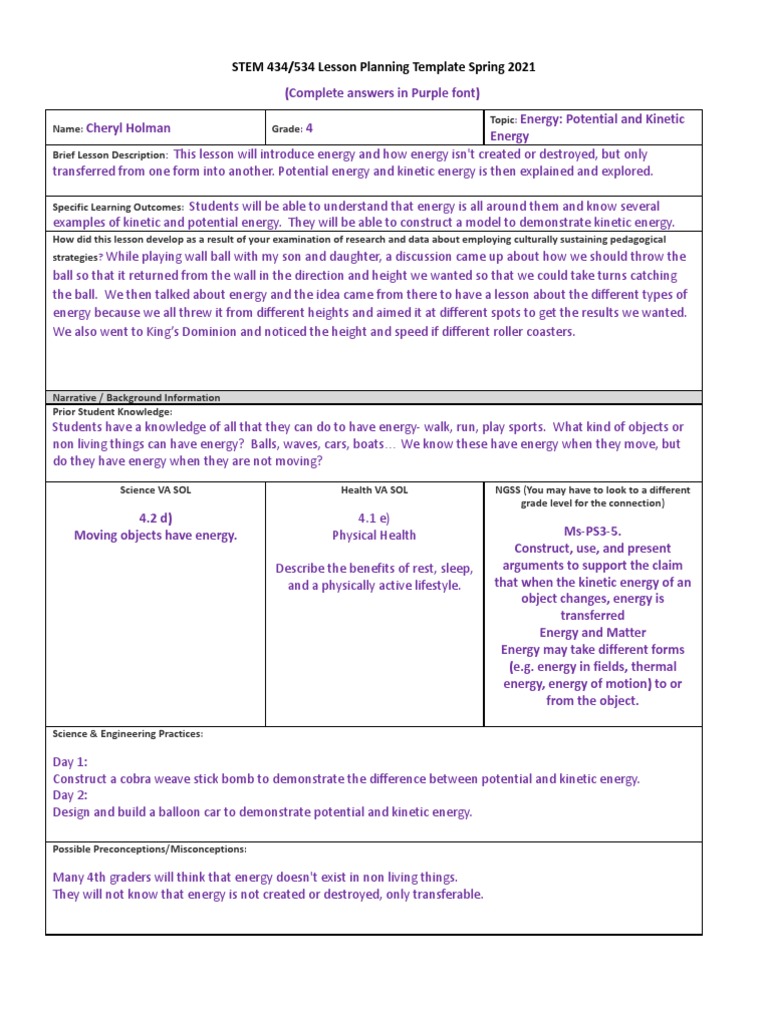 Lessonplan1 Final Draft - Holman | PDF | Learning | Teachers