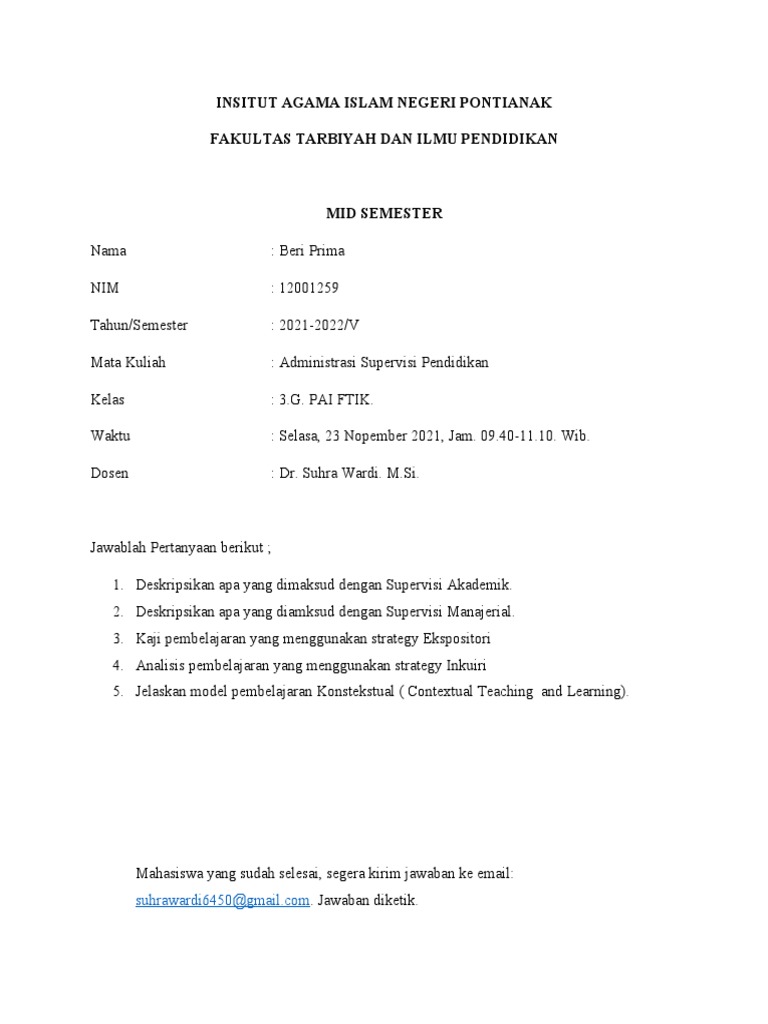 Beri Prima - Utsadm3g - 12001259 - Pai | PDF | Karier & Perkembangan ...