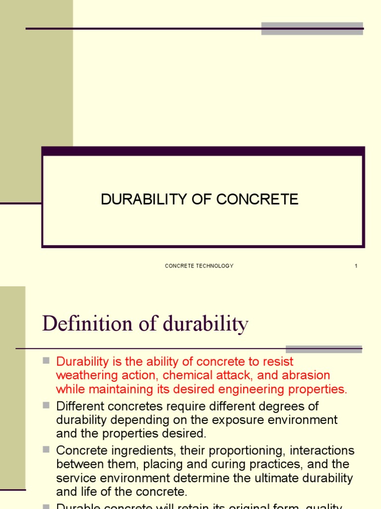 Durability of Concrete | PDF | Concrete | Cement