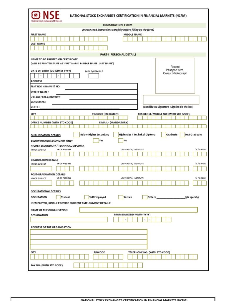 NCFM Exam Registration Form | PDF