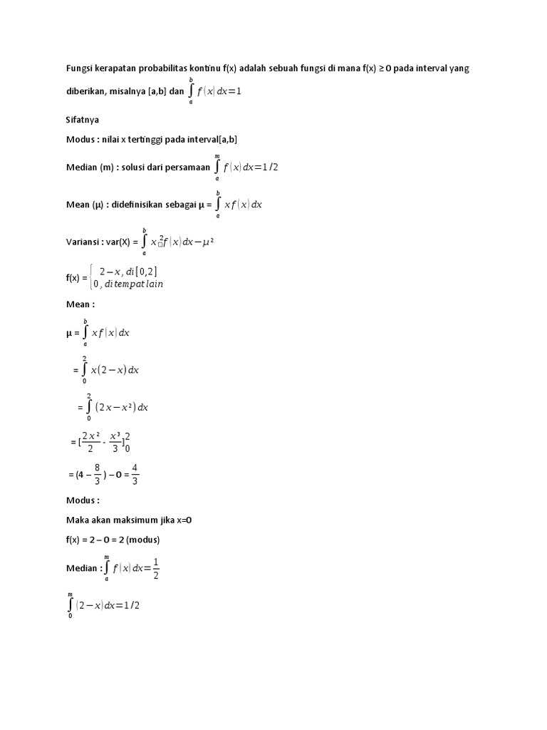 Fungsi Kerapatan Probabilitas Kontinu F | PDF | Metode & Bahan Ajar