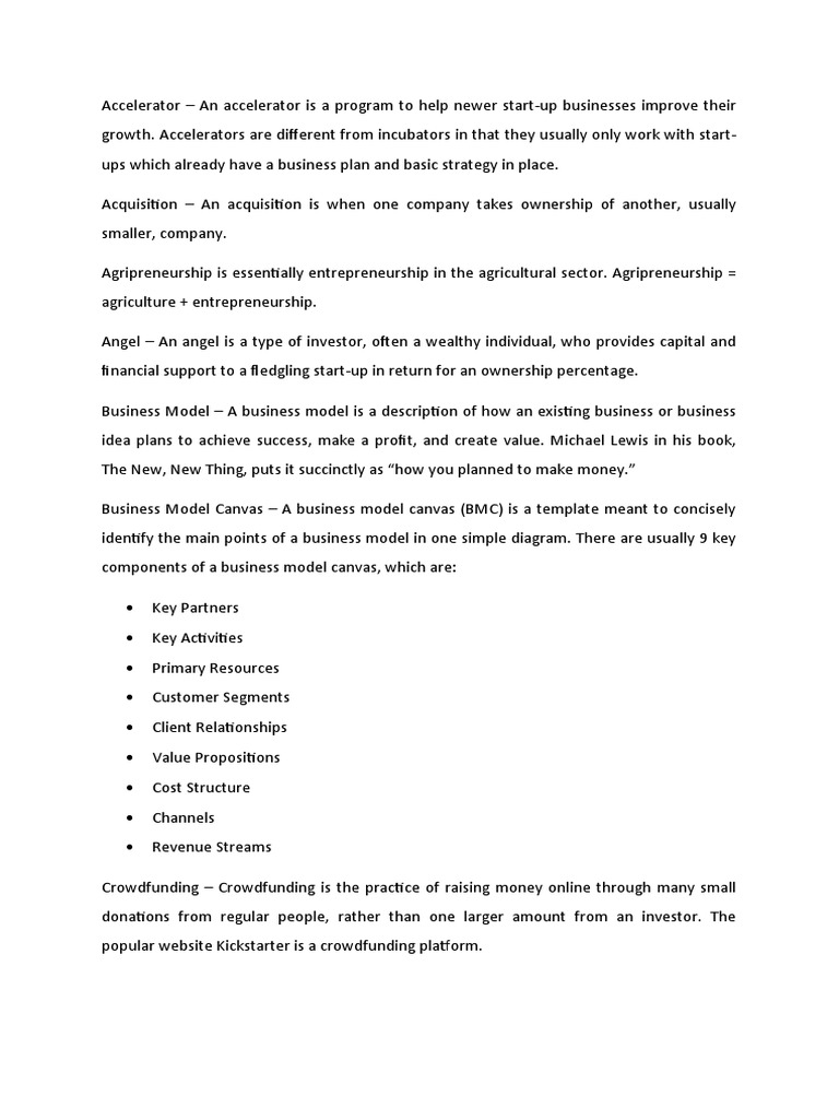 Entrepreneurship Glossary | PDF | Entrepreneurship | Startup Company