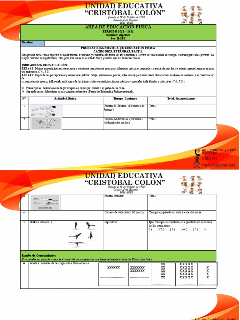 Pruebas Diagnostica 8vo. Superior 2021 - 2022 | PDF