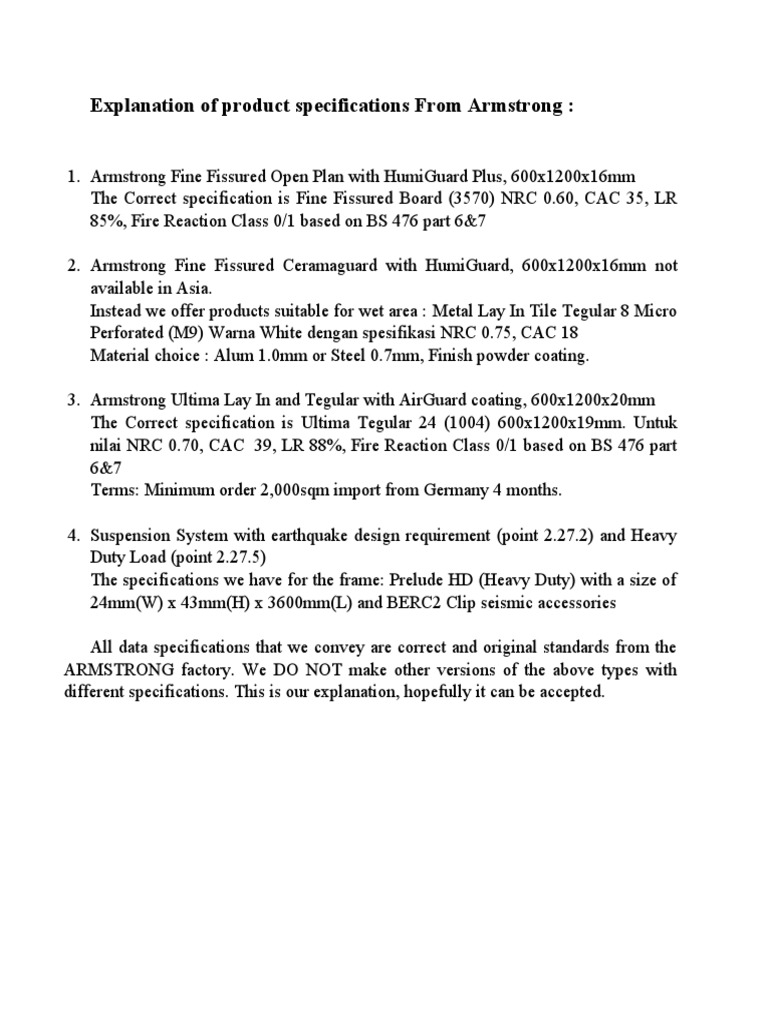 Explanation of Product Specifications | PDF
