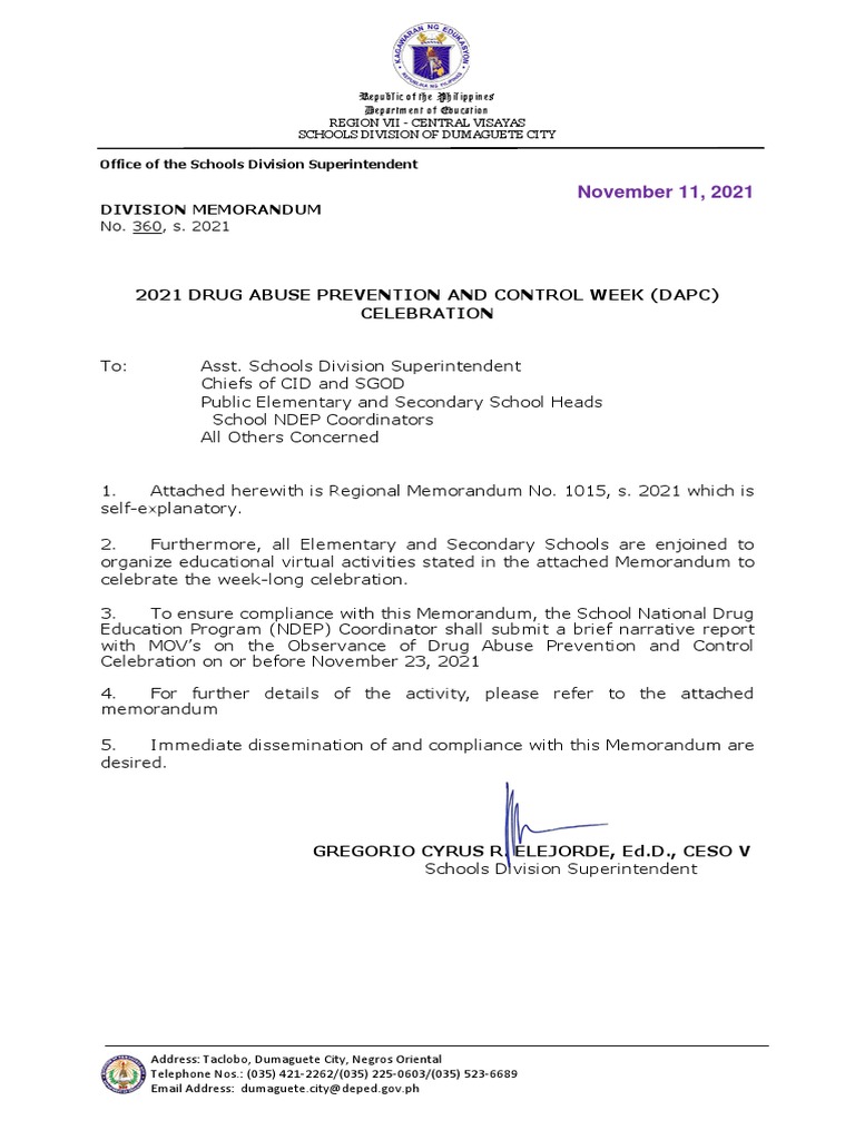 2021 Drug Abuse Prevention and Control Week (Dapc) | PDF