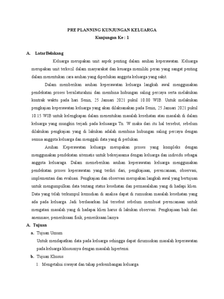 Contoh Pre Planning | PDF | Kesehatan Holistik