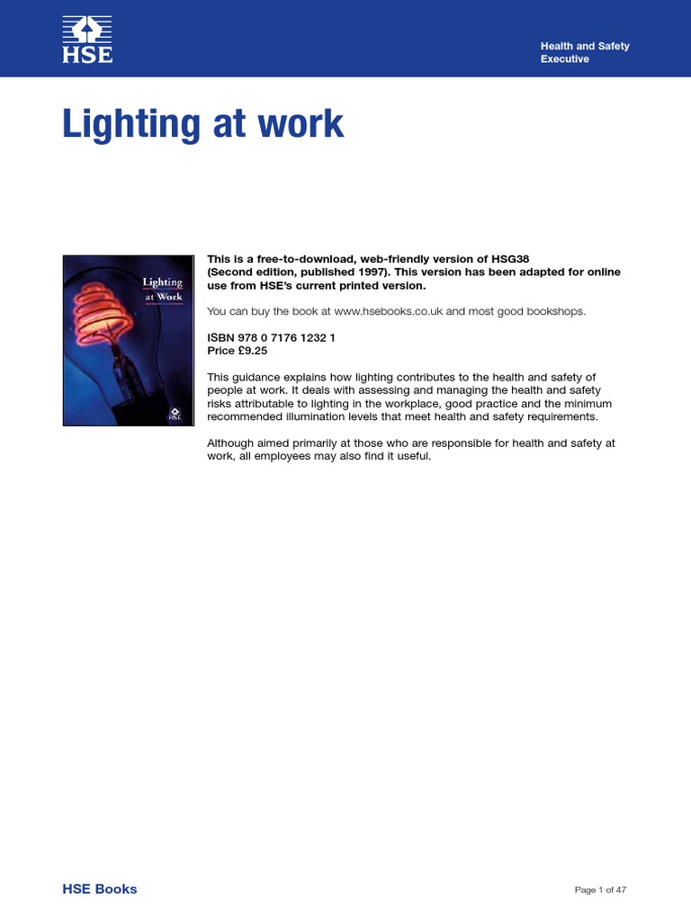 Hsg38 HSE Lighting at Work | PDF