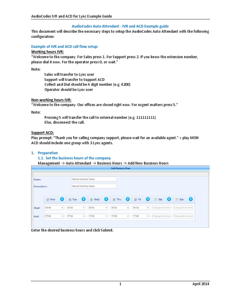 AudioCodes IVR and ACD For Lync Example Guide Ver1 | PDF | Interactive ...