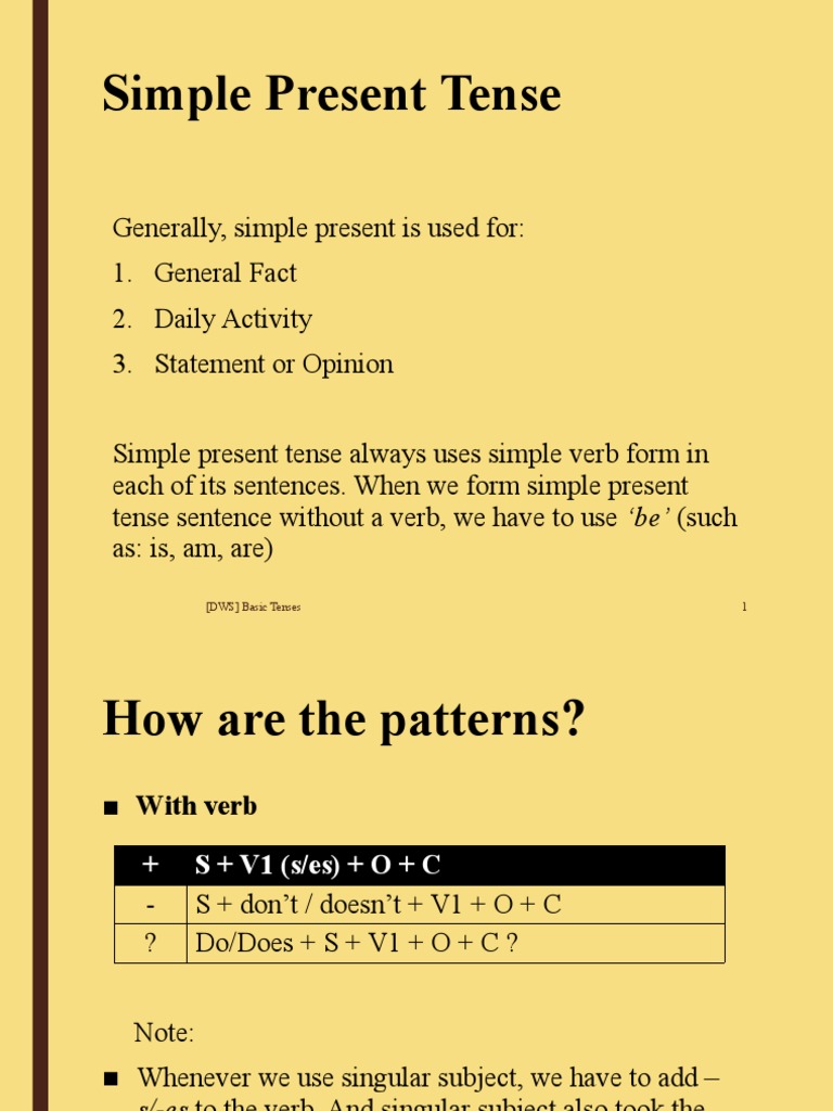 Understanding Simple Present Tense | PDF | Grammatical Tense | Subject ...