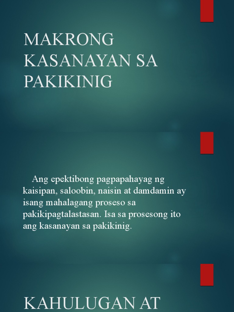 Makrong Kasanayan Sa Pakikinig | PDF