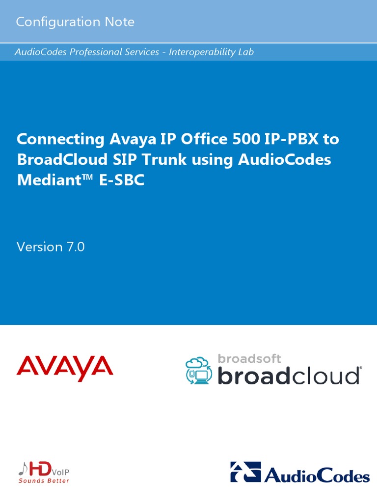LTRT 12460 Avaya Ip Office 500 Ip PBX With Broadcloud Sip Trunk Using ...