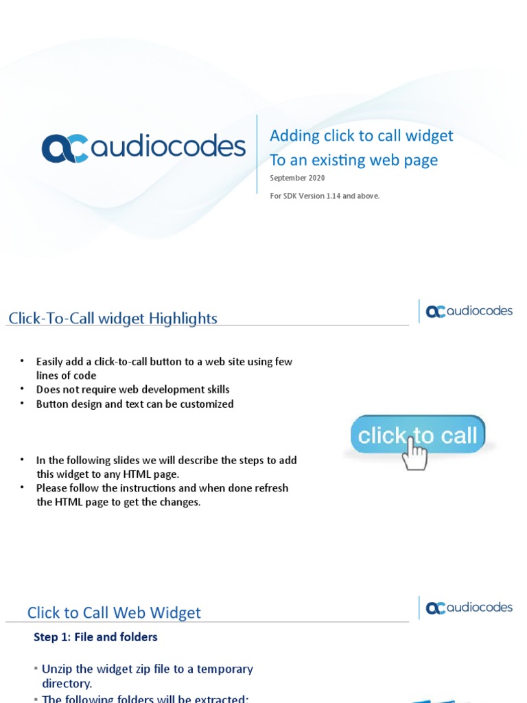 AudioCodes WebRTC Click-To-Call - Deployment Procedure | PDF | World ...