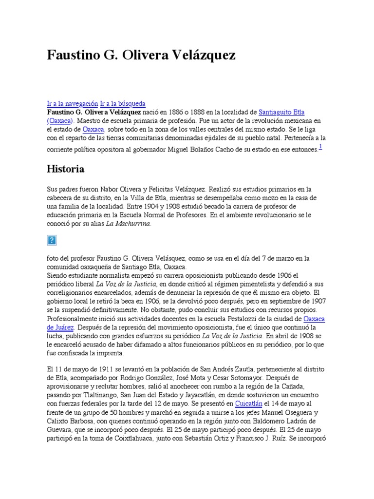 Faustino G. Olivera Velázquez | PDF | revolución mejicana