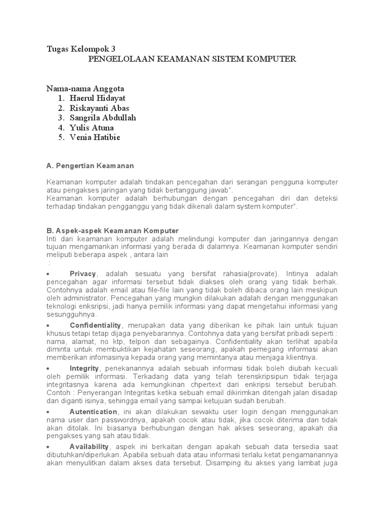 Aspek Keamanan Sistem Komputer | PDF | Komputer