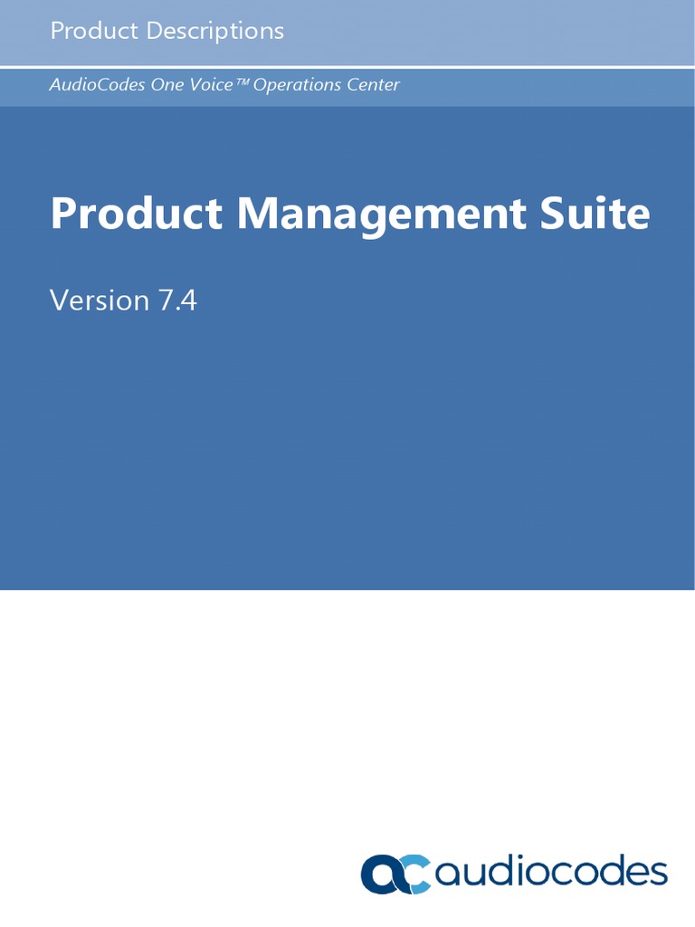 Product Management Suite: Audiocodes One Voice Operations Center | PDF ...