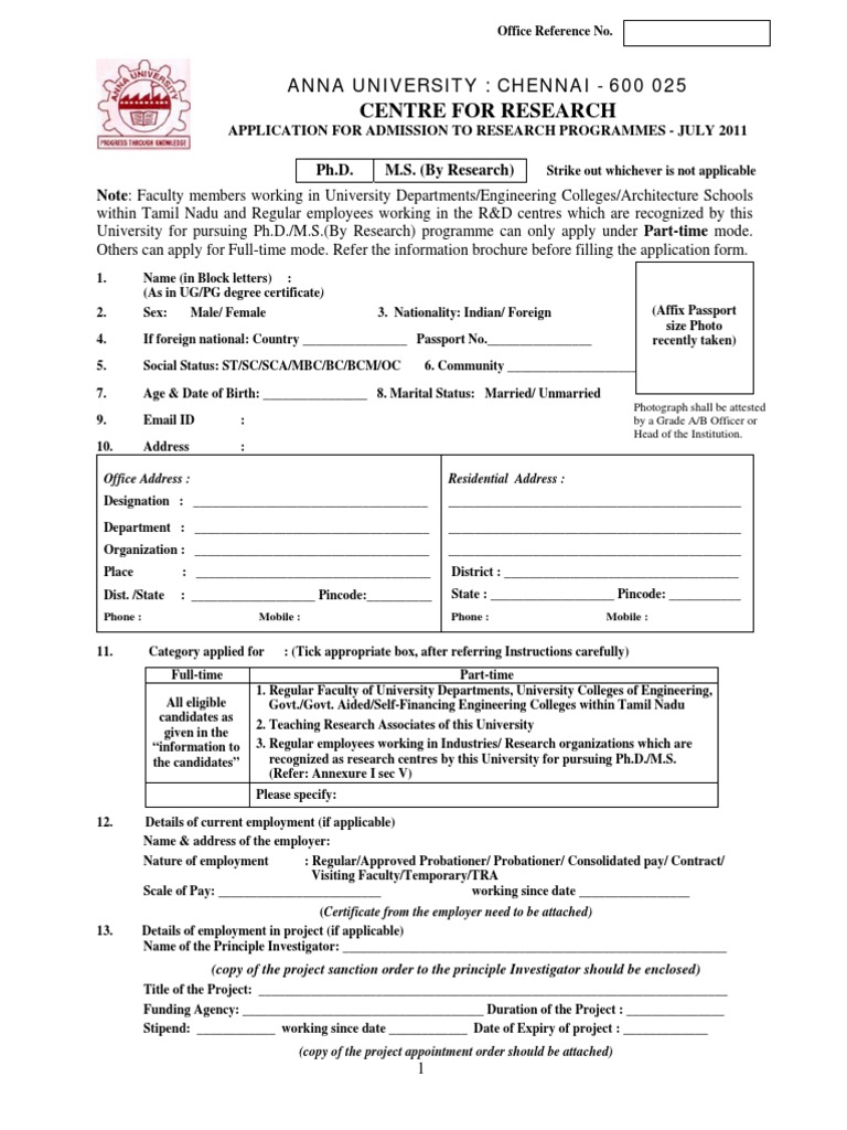 Centre For Research: Anna University: Chennai - 600 025 | PDF