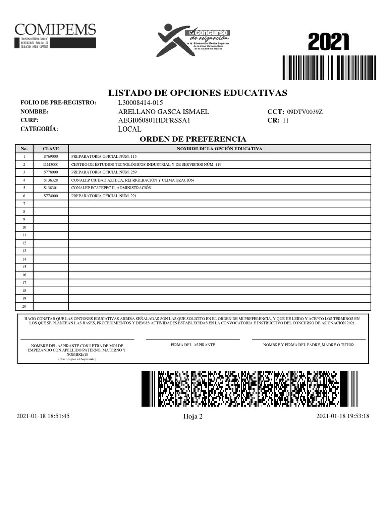 Opciones Educativas Comipems | PDF