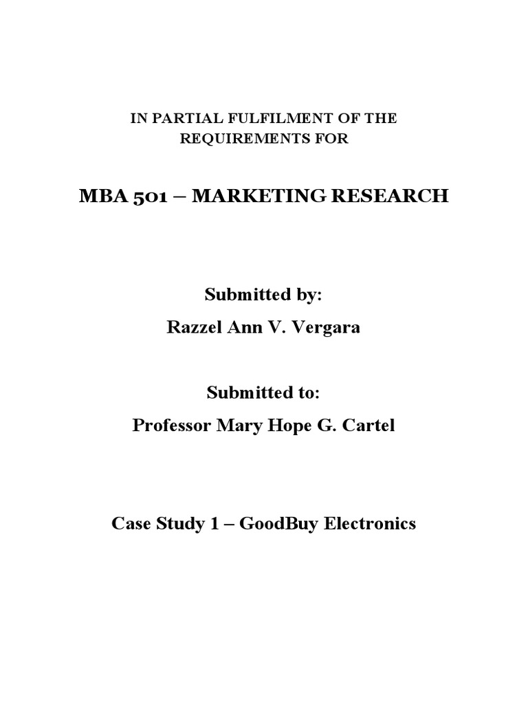 Marketing Research-Case Study 1 | PDF | Retail | Sales