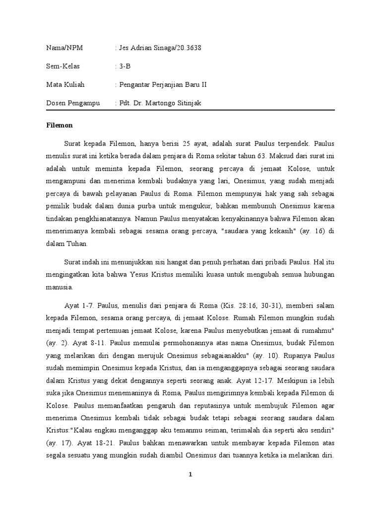 Rangkuman Filemon | PDF