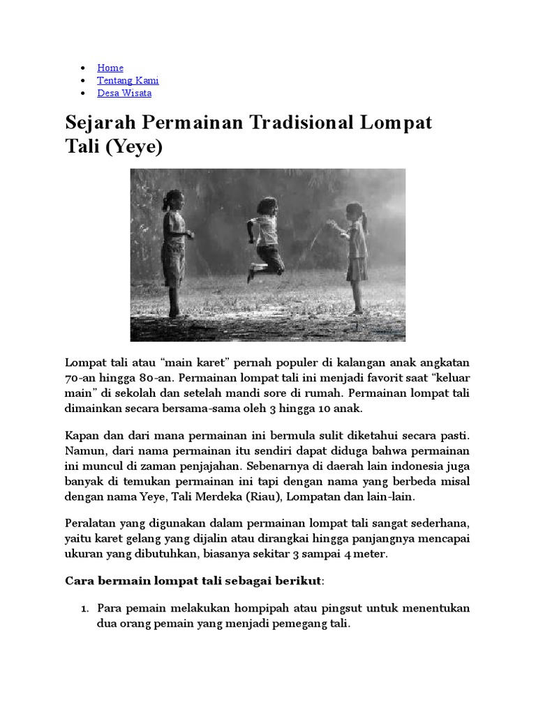 Sejarah dan Cara Bermain Lompat Tali | PDF