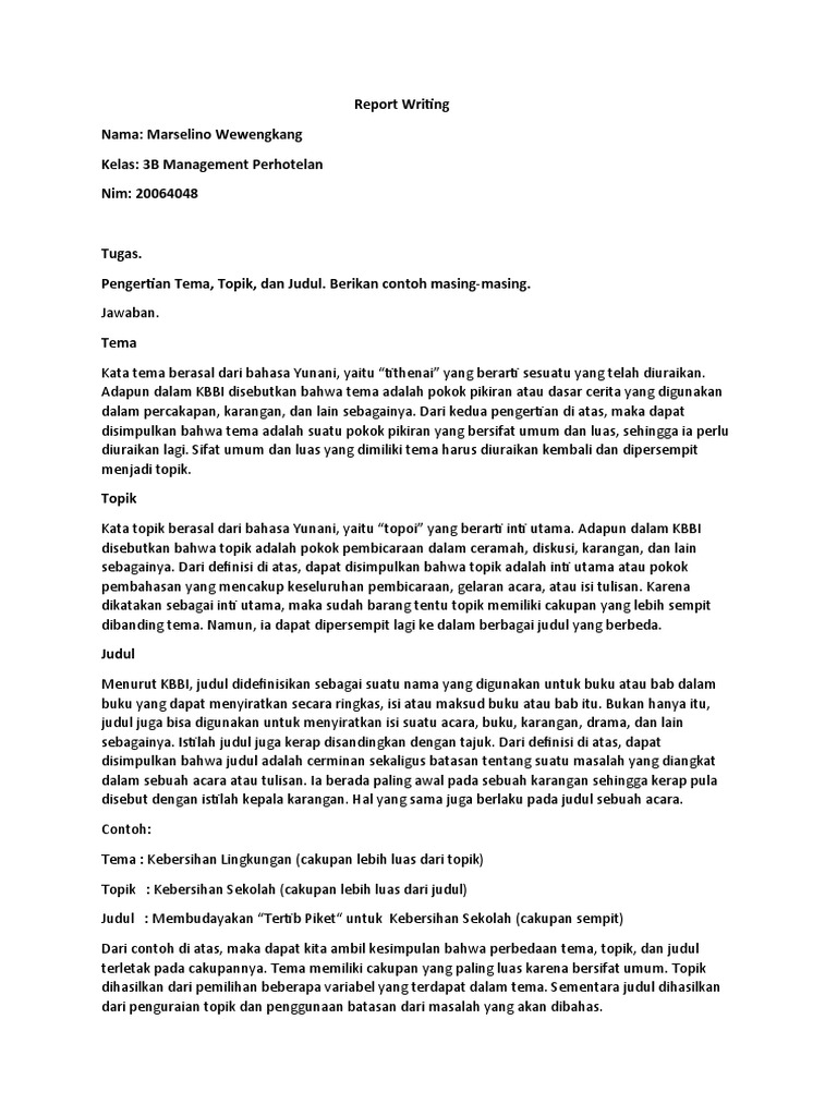 Dokumen Report Writing | PDF