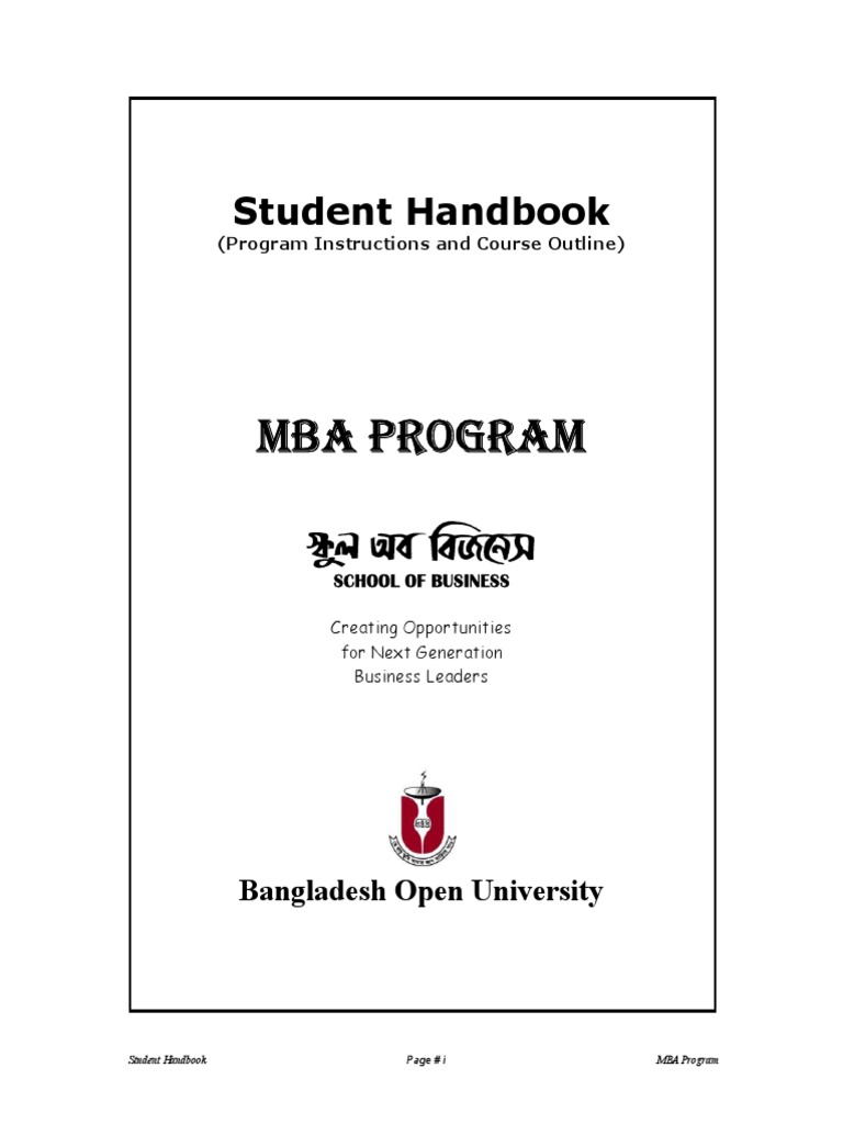 MBA Program Student Handbook Guide | PDF | Doctor Of Philosophy ...