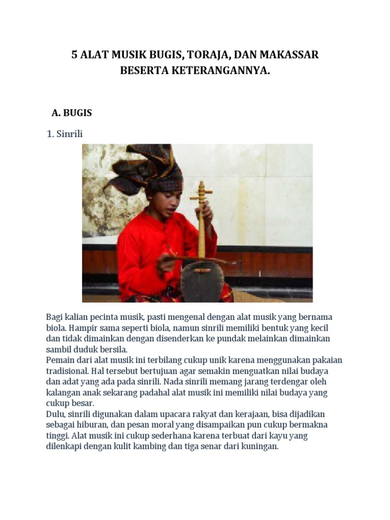 5 Alat Musik Bugis | PDF | Seni