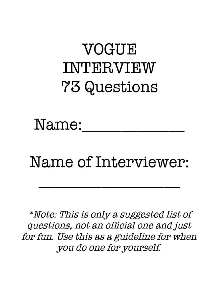 Vogue Interview Template | PDF