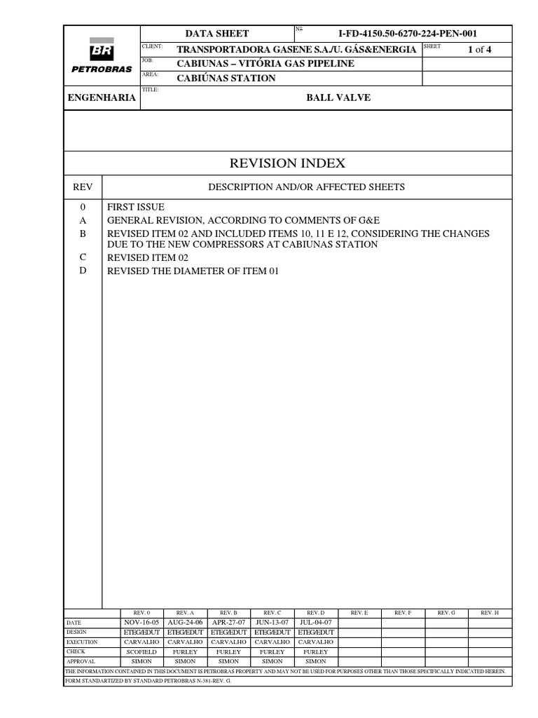 Revision Index | PDF | Valve | Pipe (Fluid Conveyance)