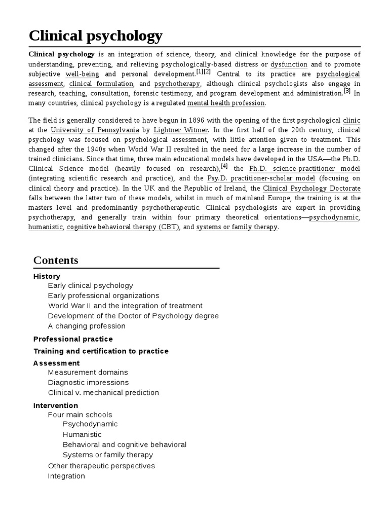 Clinical Psychology | PDF | Clinical Psychology | Psychotherapy
