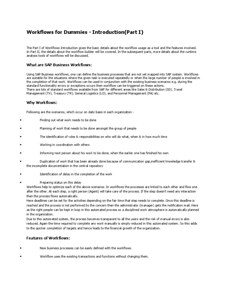 Workflows for Dummies - Introduction(Part I) Explained | PDF | Workflow ...